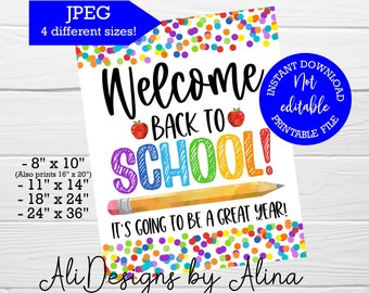 Welcome Back to School Printable Sign Rainbow Back to School - Etsy
