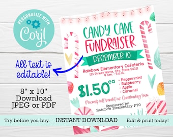 Candy Cane Sale Poster Template - Etsy