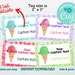 Ice Cream PRINTABLE Tags, EDITABLE Template, Notebook Stickers ...