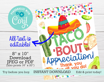 Taco Bar Staff Appreciation - Etsy