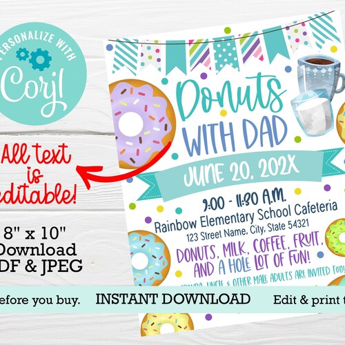 Donuts With Grownups Flyer School PTO PTA Father Mother - Etsy