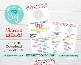 Room Service Door Hanger Teacher & Staff Appreciation Week - Etsy