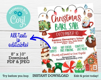 Holiday Market Flyer EDITABLE Template Christmas Bake Sale - Etsy