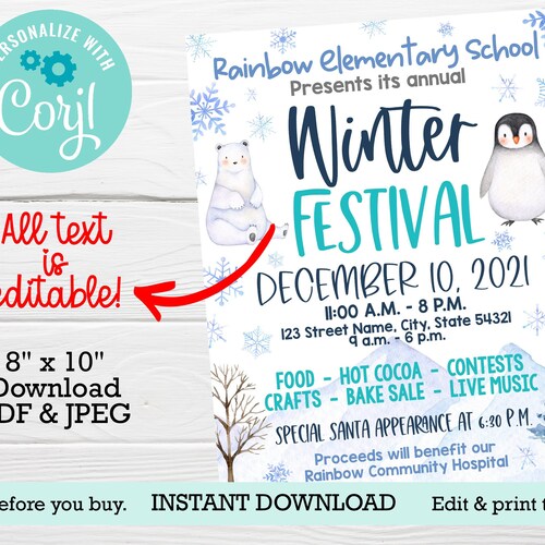 Editable Holiday Festival Flyer Template Printable Holiday - Etsy