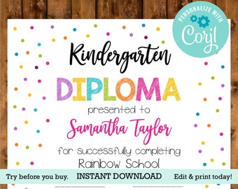 Printable Diploma EDITABLE Template Certificate of | Etsy