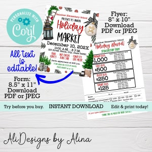 Holiday Fundraiser Flyer and Sponsorship Form, Editable Templates ...