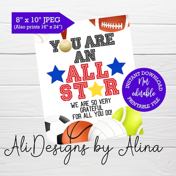 All Star Thank You - Etsy