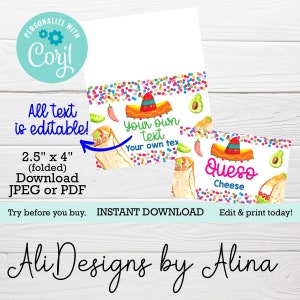 Mexican Inspired Food Tents, EDITABLE Template, Food Labels for Buffet ...