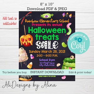 Halloween Fundraiser EDITABLE Flyer, Spooky Treats, Halloween Bake Sale ...