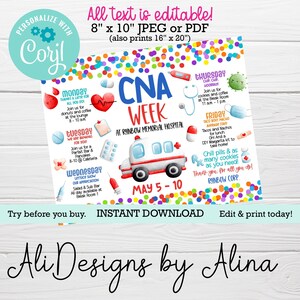 Nurse Appreciation Week Calendar, CNA Week, Emergency Nurses, Week ...