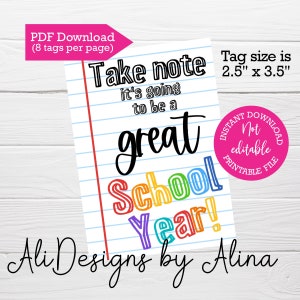 Back to School Gift Tags, Take Note, Pen Marker Notepad Gift, Welcome ...
