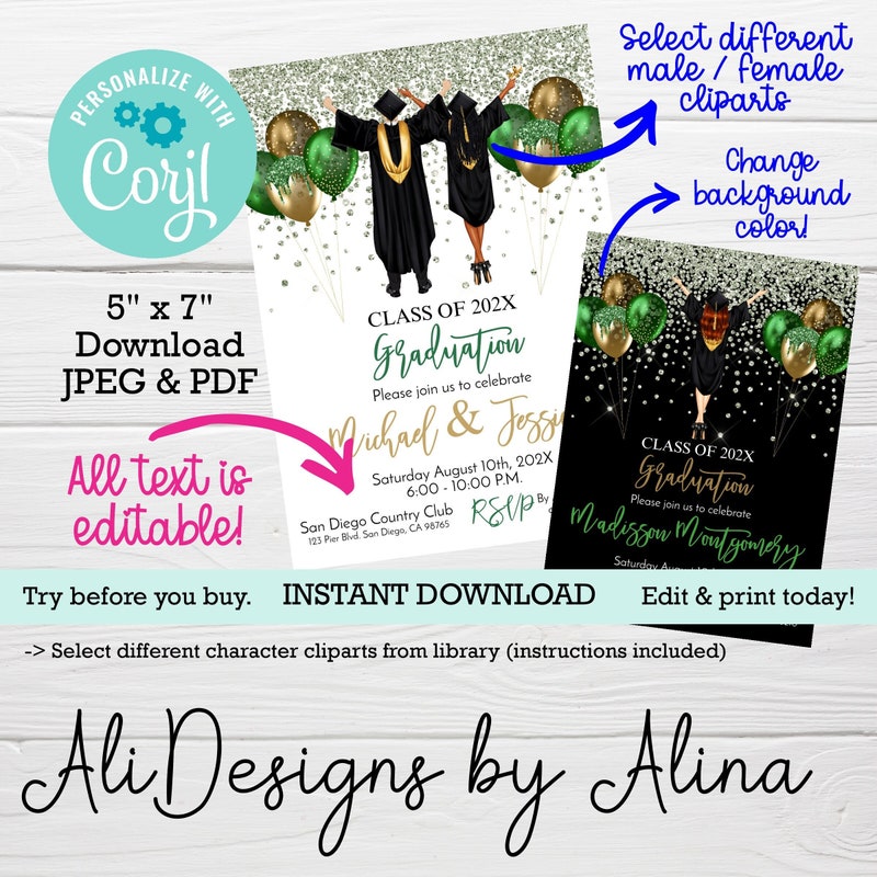 Green Party Invitations - Etsy