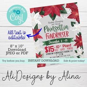 Poinsettia Fundraiser Flyer, Printable Poster, Holidays Plants Sale ...