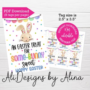 Easter Treat for Some Bunny Sweet PRINTABLE Tags, PTA PTO Gift, Easter ...