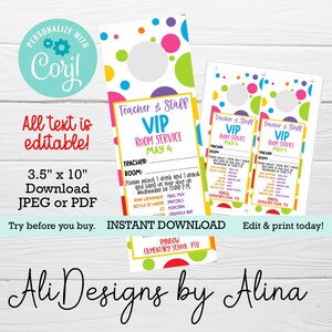 Room Service Door Hanger, Teacher & Staff Appreciation Week, EDITABLE ...