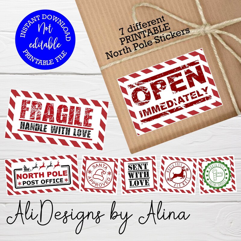 North Pole Mail Sticker - Etsy