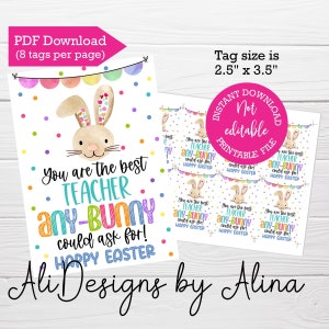 Easter Tag for Teacher, Best Teacher Any BUNNY Could Ask For, Teacher ...