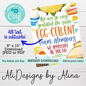 Eggcellent Team, EDITABLE Sign, Surprise Breakfast, Omelet Station ...