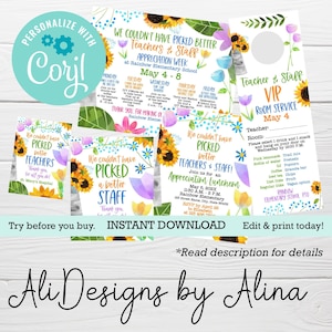 Flowers Theme Teacher Appreciation Week Bundle, PTA PTO Event ...