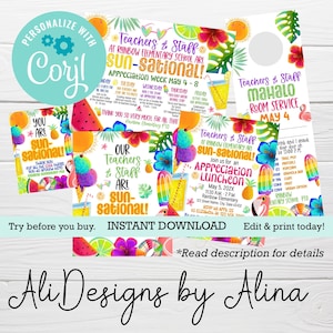 Sunsational Teacher Appreciation Week Bundle, Events Calendar, Room ...