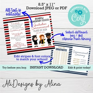 Commencement Program, EDITABLE Template, They Did It, Class of 2024 ...