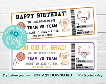 Fake Basketball Ticket - Etsy
