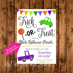 Trunk or Treat EDITABLE Invitation, Halloween Fundraising Event, PTA ...