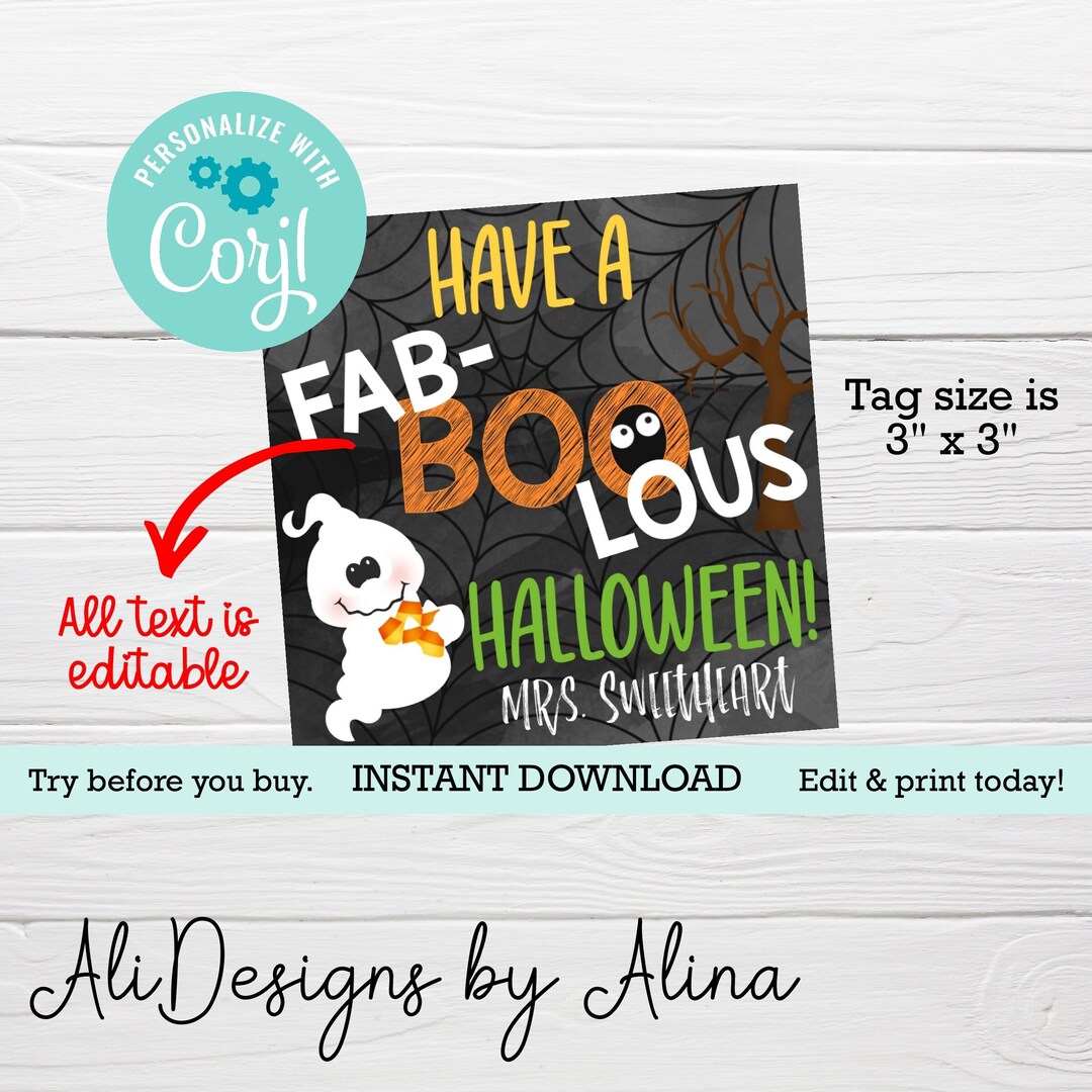 Have a Fabboolous Halloween, PRINTABLE Favor Tags, Editable Template ...