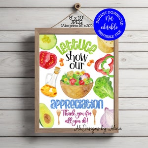 Salad Bar Sign Lettuce Show Our Appreciation Teacher Week, Appreciation ...