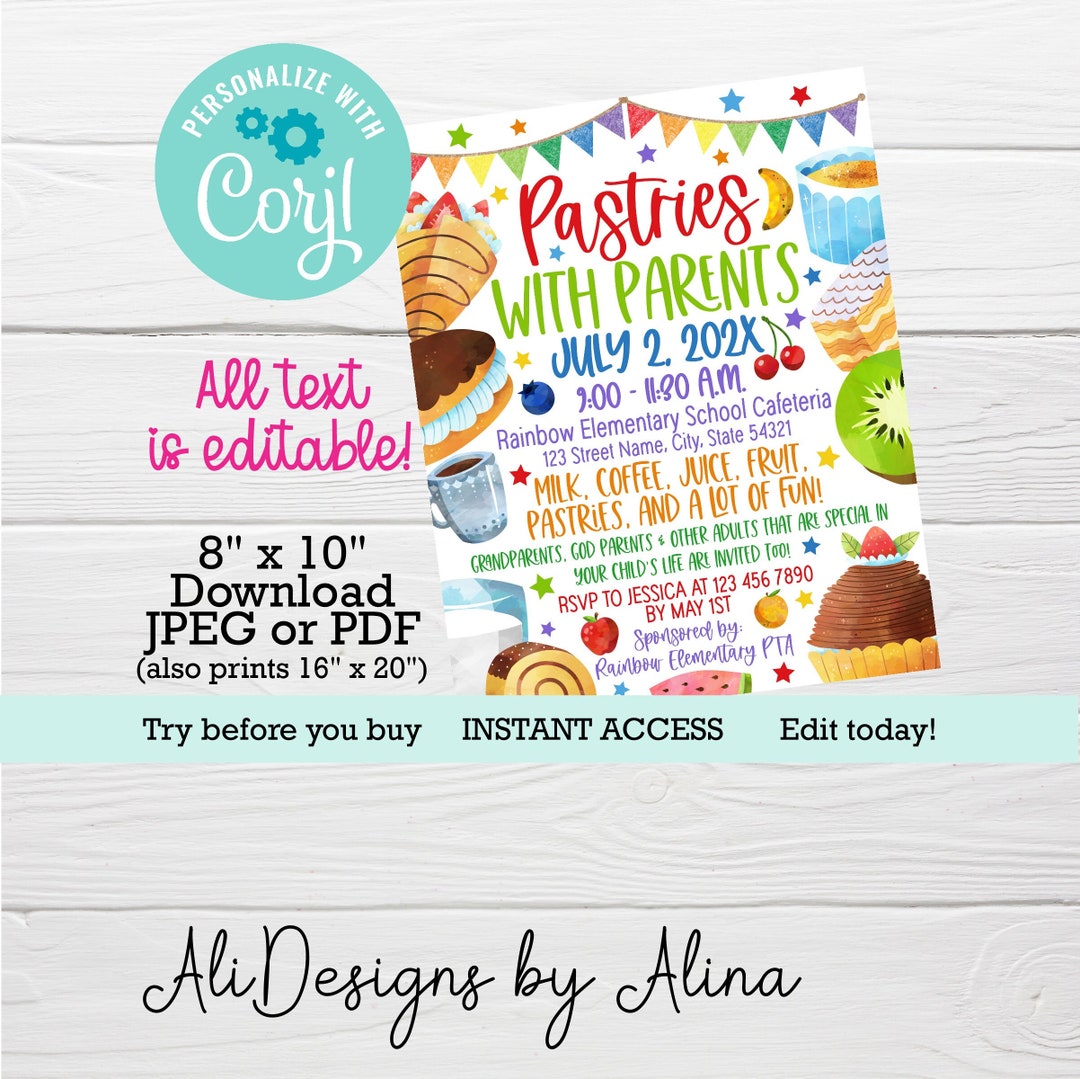 Pastries With Parents Flyer Breakfast Social, Graduation Brunch, School ...