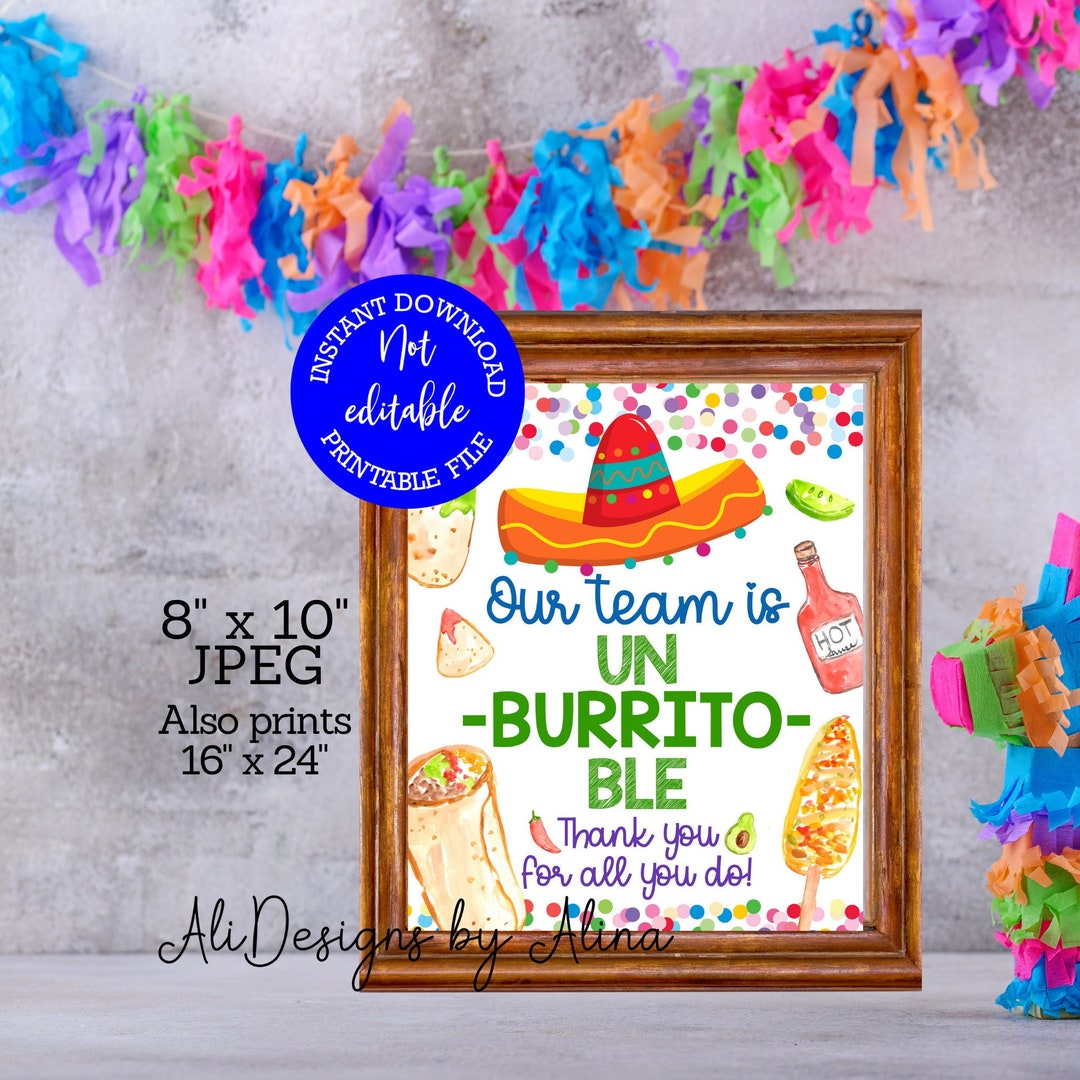 Burrito Appreciation Sign, Teacher Staff Gift (digital Download) - Etsy