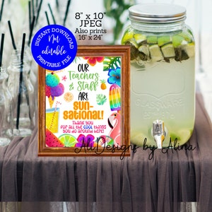 Sunsational Teachers and Staff, Appreciation Week, Printable Sign ...