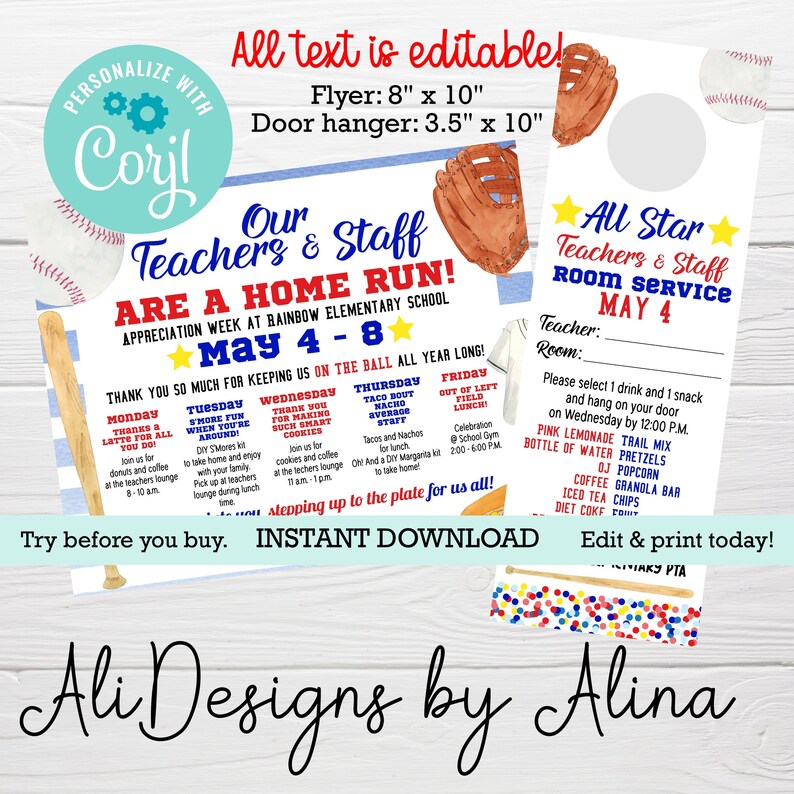 Teacher & Staff Appreciation Week Flyer and Door Hanger - Etsy
