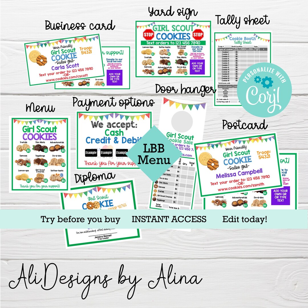 Girl Scout Cookie Sale 2024, EDITABLE Bundle, LBB Menu, Cookie Booth ...