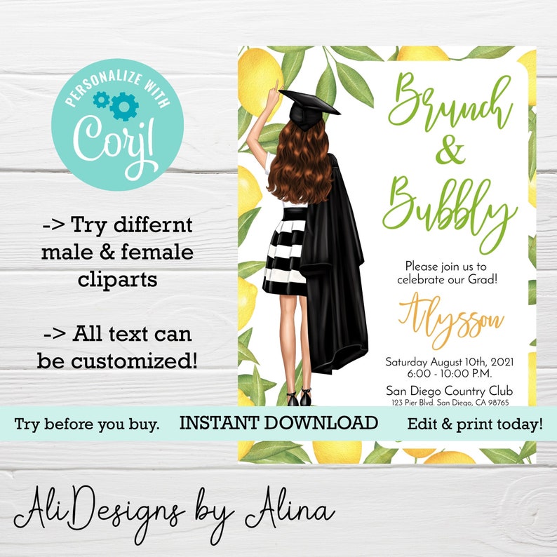 Graduation Brunch EDITABLE Invitation Class of 2023 Brunch - Etsy