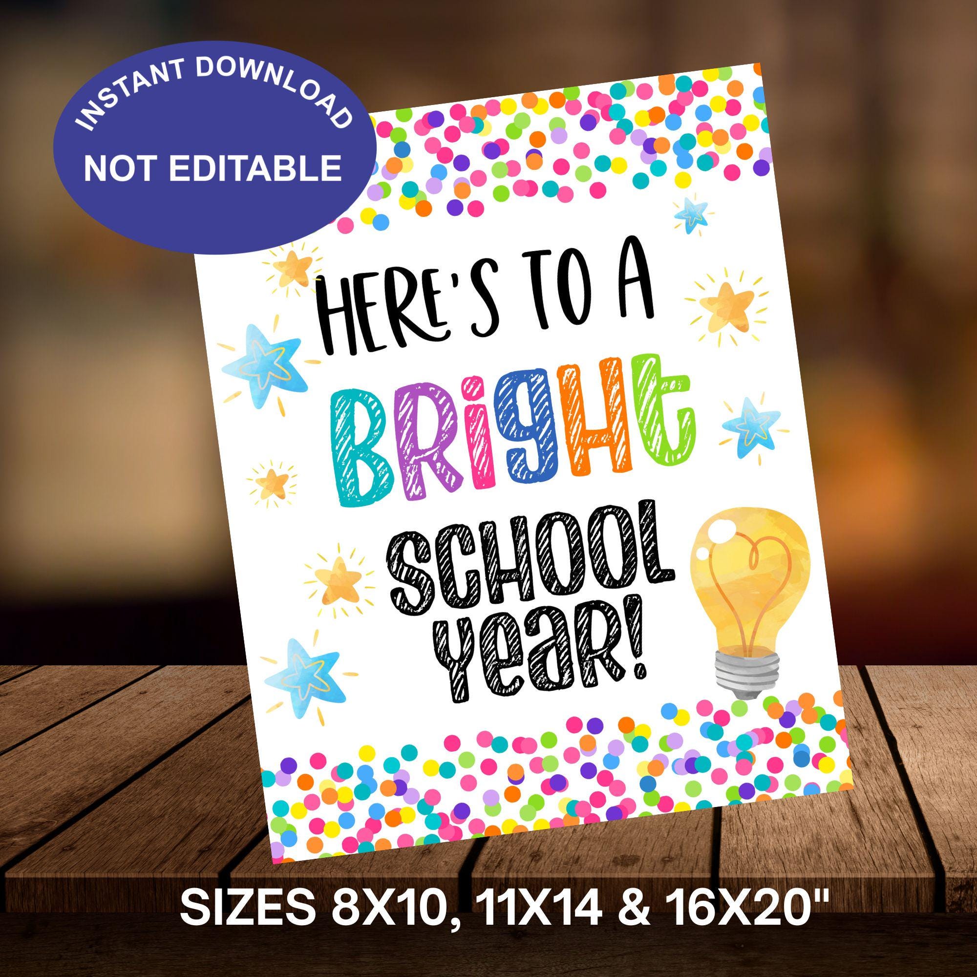 Welcome Back to School Printable Sign INSTANT Download, Here's to a ...