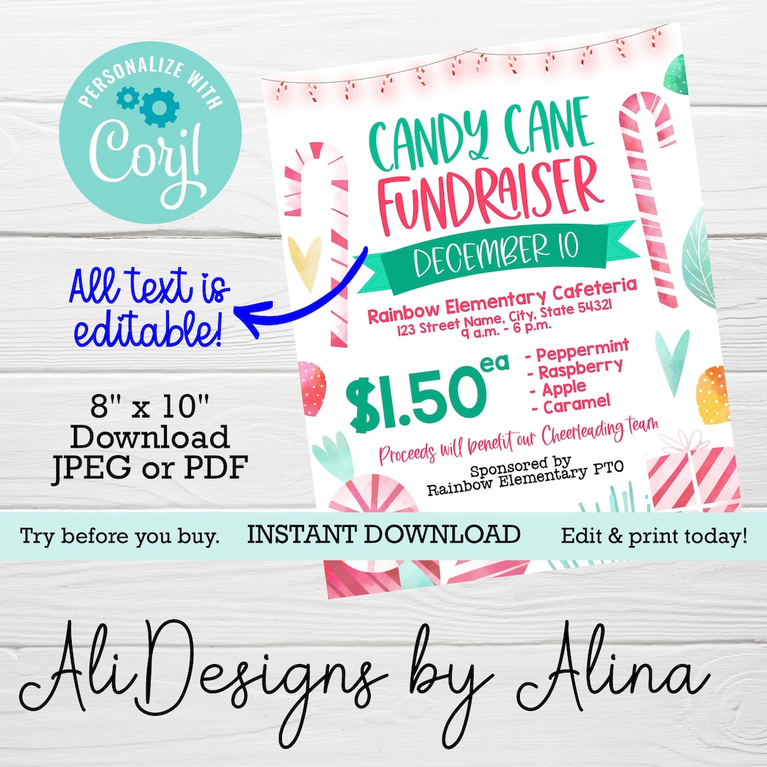 Candy Cane Fundraiser Flyer, Candy Cane Hunt, Christmas Bake Sale ...