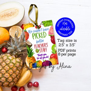 Teacher and Staff Appreciation Tags, PRINTABLE Tags, INSTANT Download ...