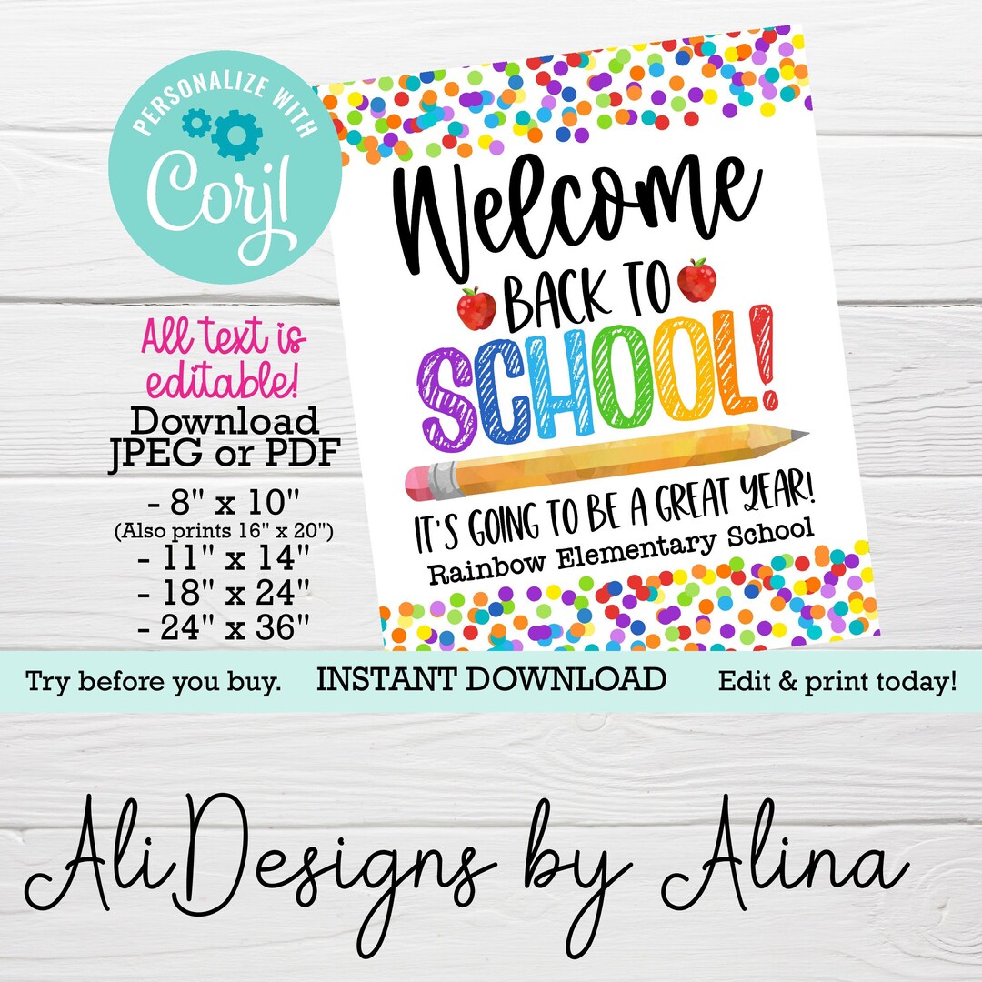 Welcome Back to School EDITABLE Sign, First Day of School Classroom ...