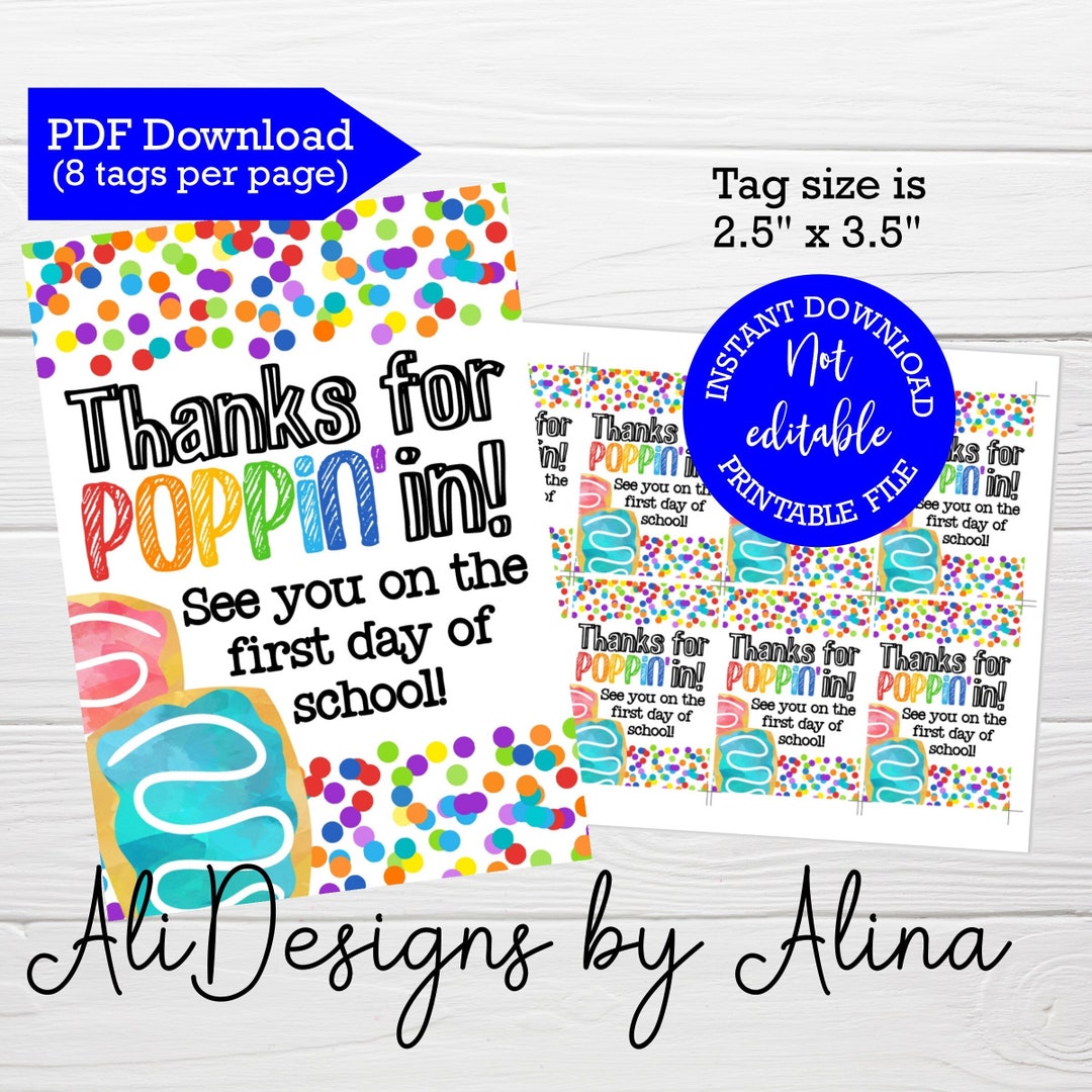 Thanks for Poppin In, PRINTABLE Tag, Toaster Pastry, Popping by Tag ...
