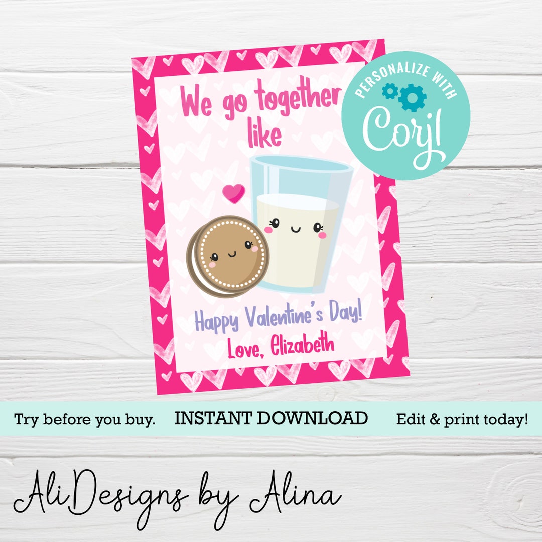 Valentine's Day Card, DIGITAL Download, PRINTABLE Card, We Go Together ...