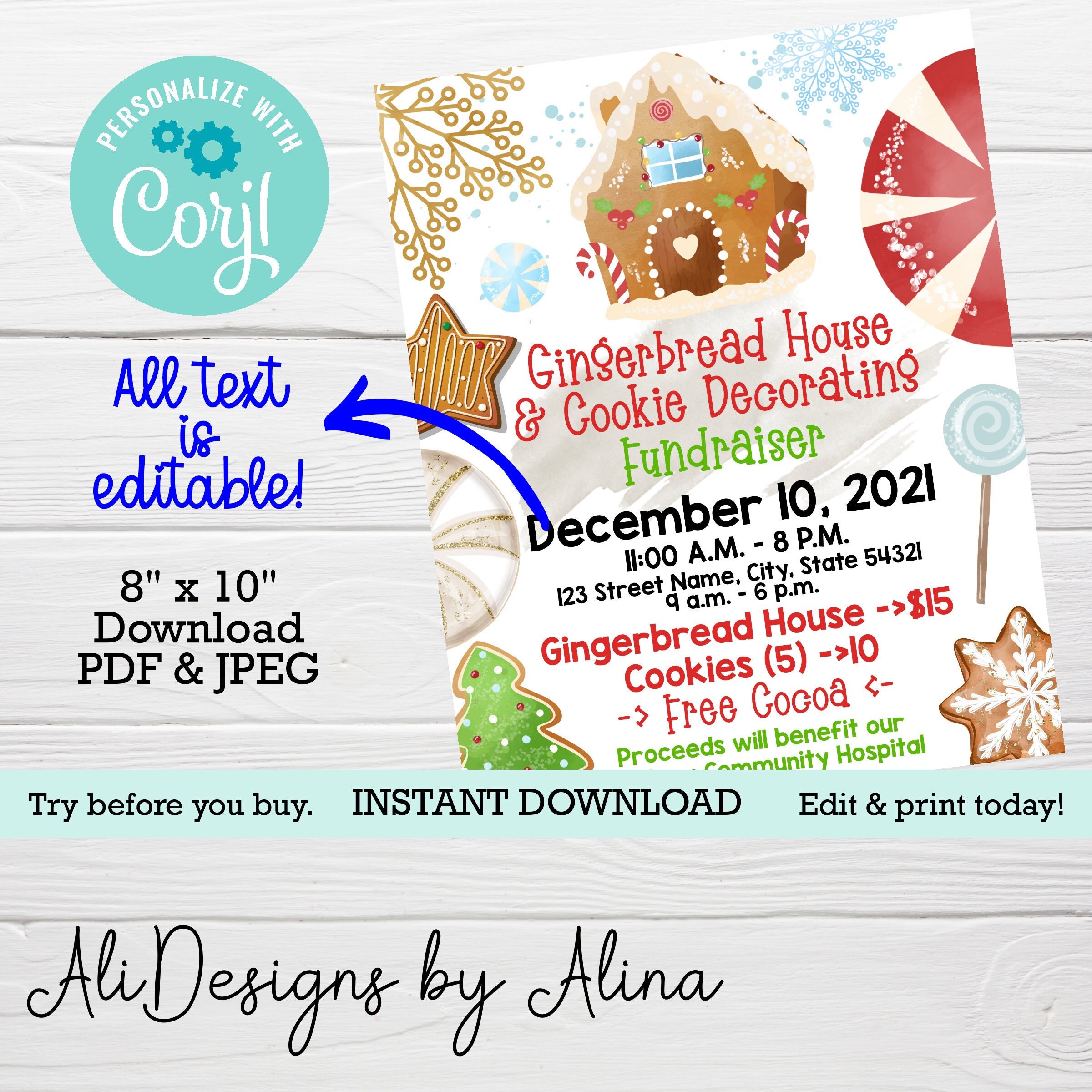 Gingerbread House Flyer, Cookie Decorating Booth, PRINTABLE Poster ...