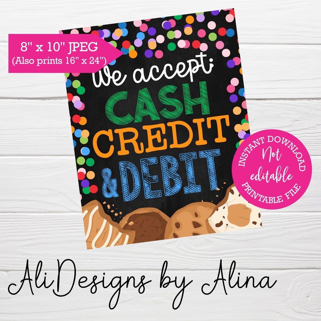 We Accept Cash We Accept Credit We Accept Debit PRINTABLE - Etsy