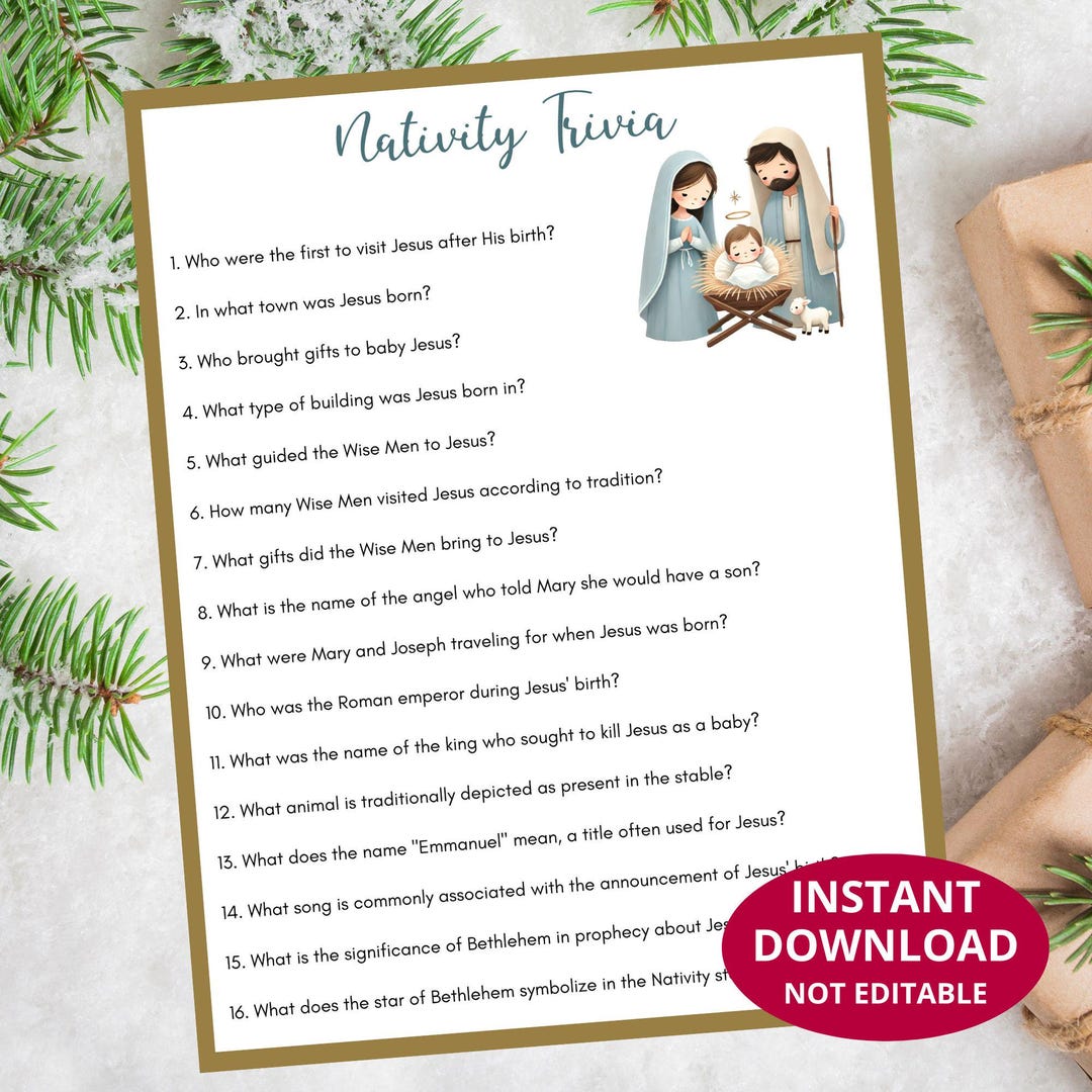 Christmas Nativity Trivia Game | Printable Holiday Activity for Family ...
