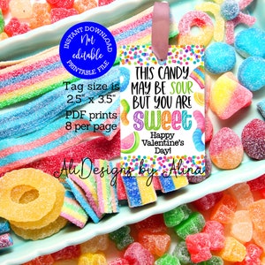 Valentine's Day Tag for Sour Candy, Kids Valentine Cards, Don't Be Sour ...