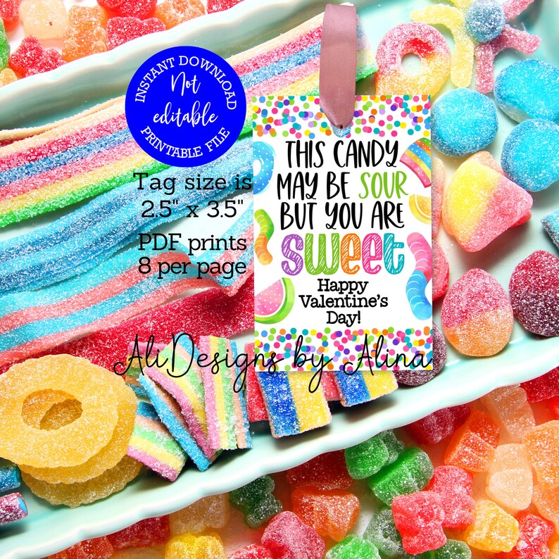 Valentine's Day Tag for Sour Candy, Kids Valentine Cards, Don't Be Sour ...