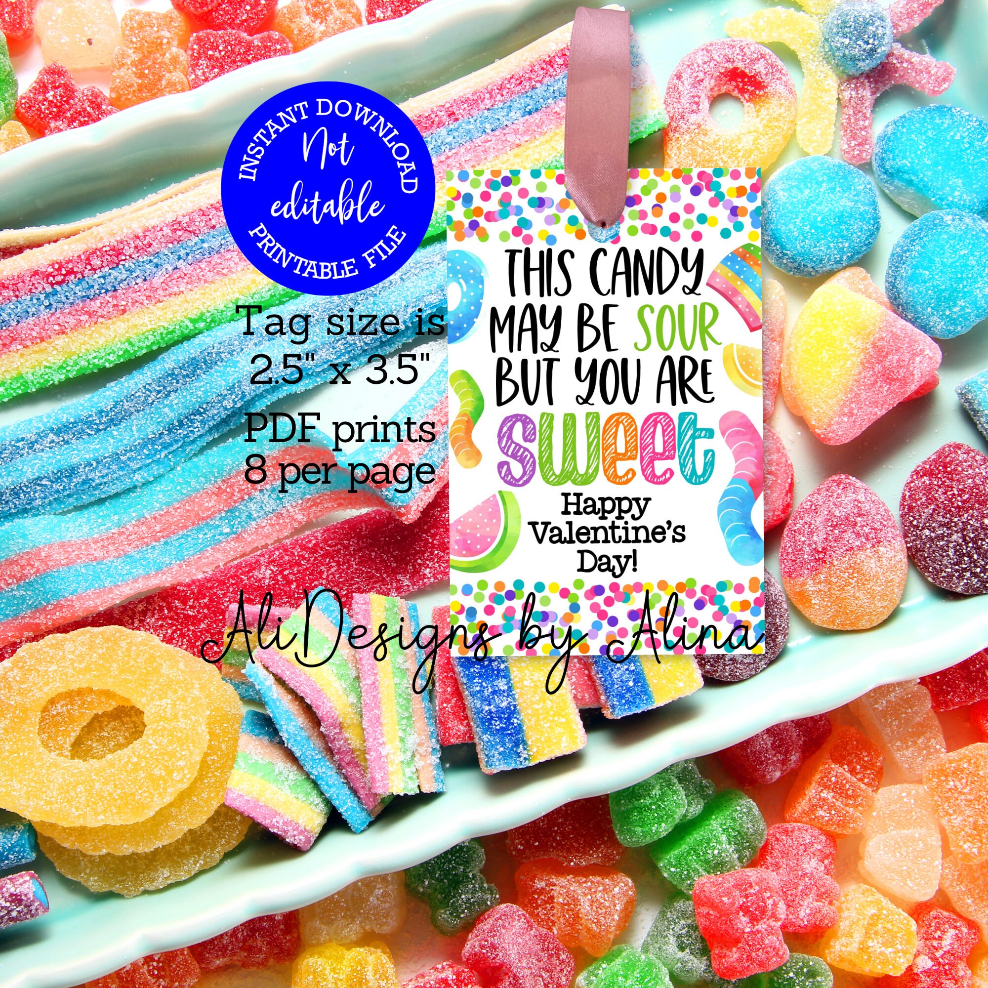 Valentine's Day Tag for Sour Candy, Kids Valentine Cards, Don't Be Sour ...