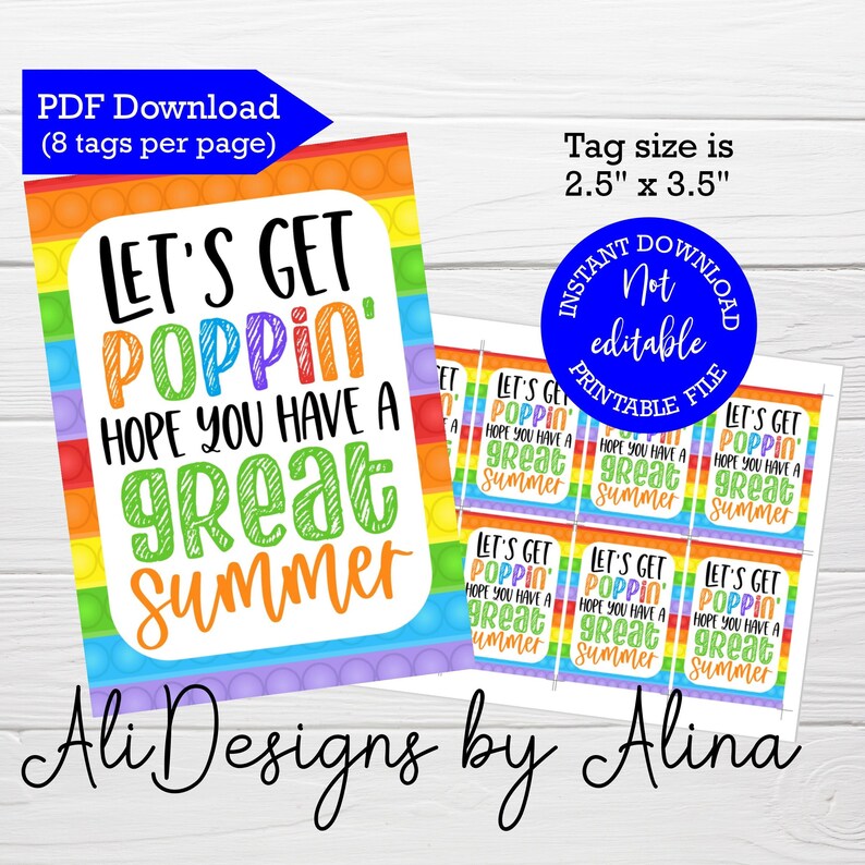 Let's Get Poppin Hope You Have a Great Summer PRINTABLE - Etsy