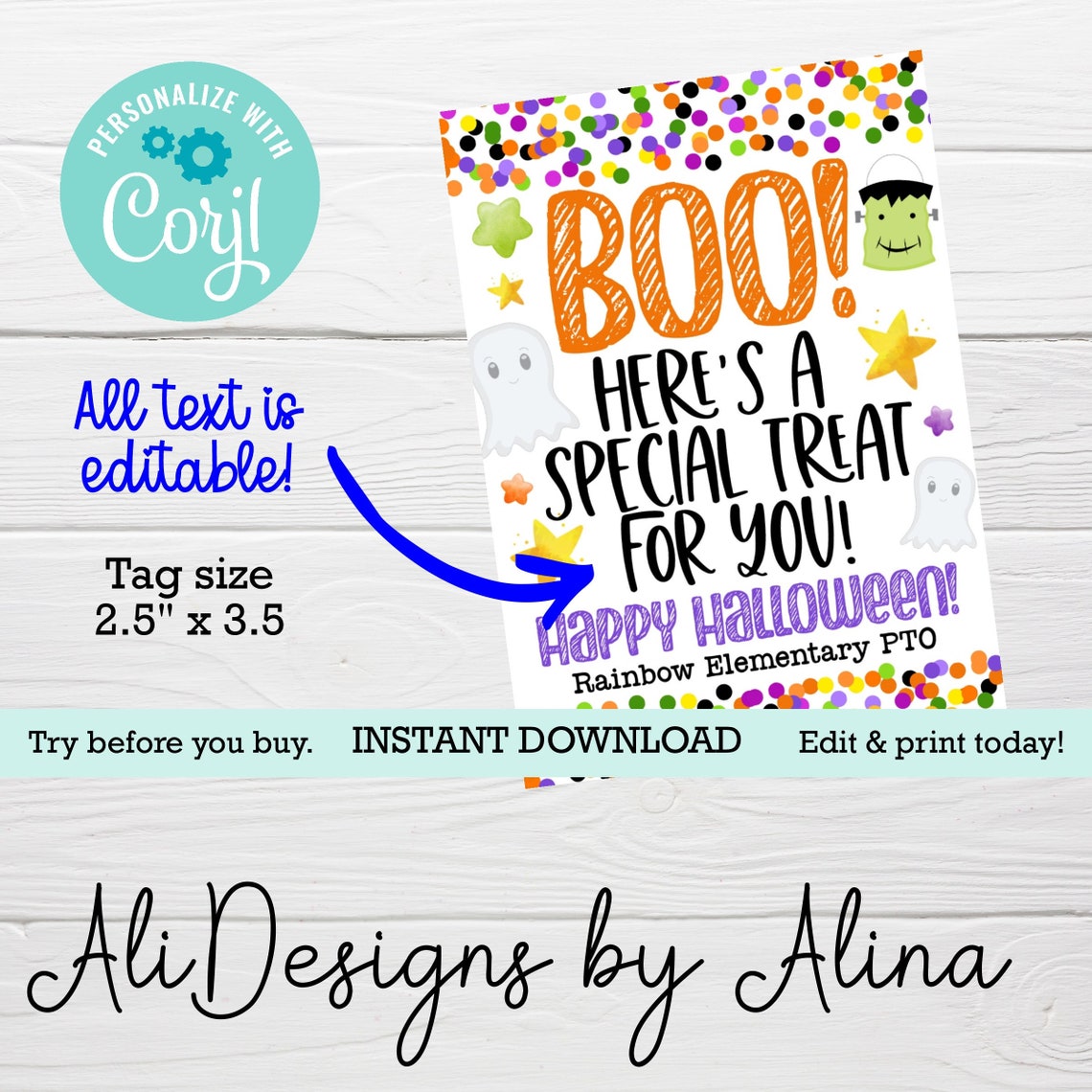 Boo Here's a Special Treat for You EDITABLE Tags - Etsy