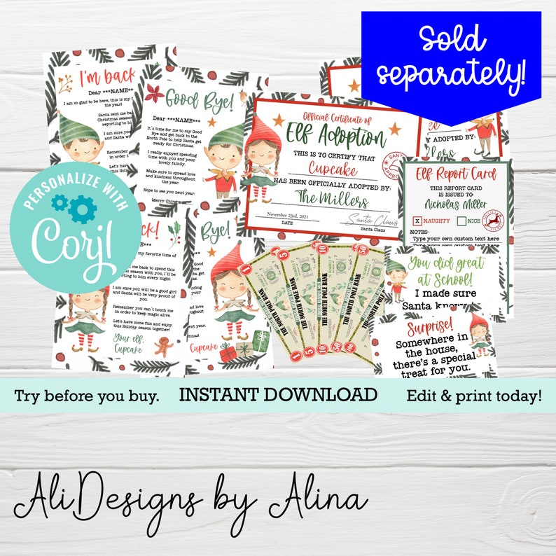 Elf Adoption Certificate PRINTABLE, Boy Elf, Girl Elf, Santa's Workshop ...